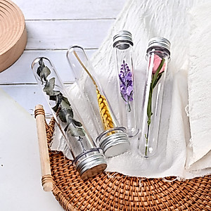 LABALPHA 16Pcs PET Plastic Test Tubes with Screw Caps for Candy Storage, Party, Bath Salt Vials, 24x138mm (30ml), Include a Test Tube Brush and Sticker Label