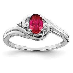 IceCarats 925 Sterling Silver Diamond Red Ruby Ring Gemstone Band Size 7