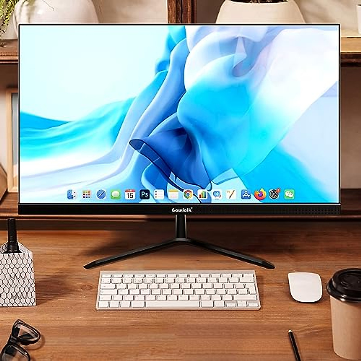 Gawfolk 22 Inch Computer Monitor, 100Hz Ultra-Thin Zero Frame Curved Display, Full HD 1920 x 1080p, HDMI VGA Home Office Business PC Monitor (No Speaker)