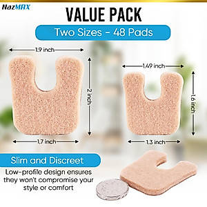 U-Shaped Felt Callus Pads (48 Pack) | Protect Calluses from Rubbing on Shoes | Reduce Foot and Heel Pain | Self-Stick Pedi Cushions Comfort