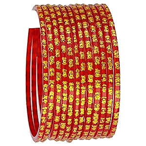 JD'Z COLLECTION Glass Bangles For Women & Girls Indian Traditional Jewelry Glass Bangles Set Set for Ethnic Daily Wear, Bridal Bangles for Indian Marriage (Set of 12 - 2.8) - Red