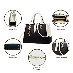 Handbags and Purses for Women, PU Leather Crossbody purse, Top Handle Satchel Bags for women, Tote Bag for Ladies (Black)