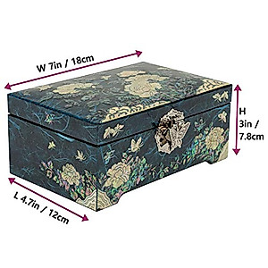 February Mountain Mother of Pearl Jewelry Organizer Box with Ring Tray - Gifts for Women Unique gift for women who have everything