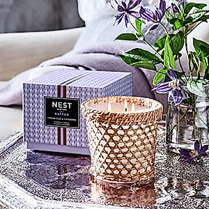 NEST New York Cedar Leaf & Lavender Decorative Rattan Scented 3-Wick Candle, 21 Ounces