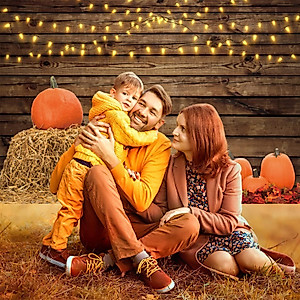 Fall Thanksgiving Wood Backdrop for Photography Party Decorations Autumn Wooden Plank Pumpkin Harvest Hay Photo Background Kids Adults Birthday Baby Shower Farm Theme Backdrop Studio Props 10x6.5ft