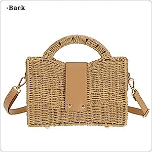 So'each Women Handmade Straw Wicker Woven Purse Boho Crossbody Shoulder Bag
