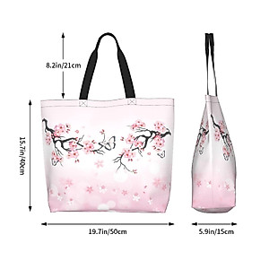 Dixmavly Cherry Blossoms Women'S Tote Bag Beach Bag Waterproof Tote Bag Reusable Shopping Bag Travel Gym Shopping