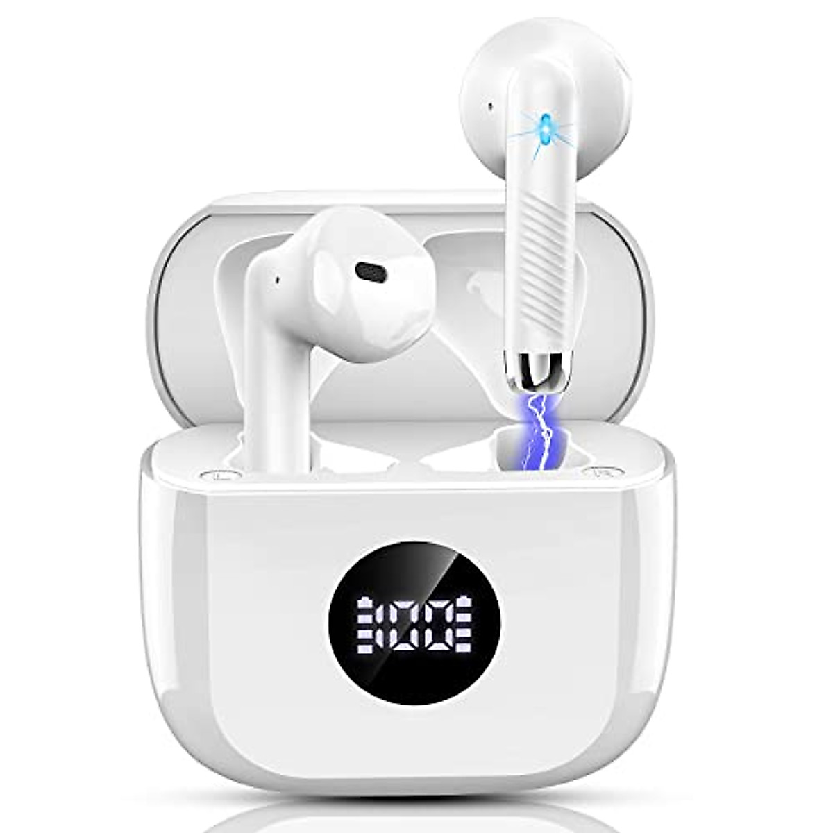 Jxrev Wireless Earbuds, Bluetooth 5.3 Headphones Stereo Sound, Wireless Earphones in Ear 40H Playback LED Power Display, Headset Built-in Microphone, Touch Control, IP7 Waterproof for Sport