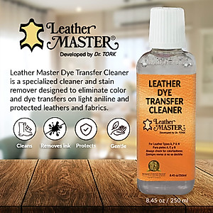 Leather Master Dye Transfer Cleaning Bundle - Repairs, Cleans, and Conditions. Will Remove Color and Dye Transfers from Furniture. Ideal for Couch, Boot, Car Interior Fabric, and Light Leather