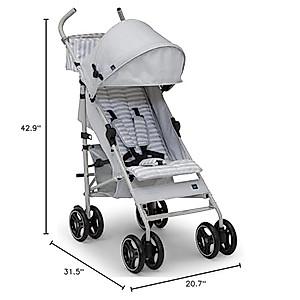 babyGap Classic Stroller - Lightweight Stroller with Recline, Compact Fold & Removable Parent Organizer - Made with Sustainable Materials, Grey Stripes