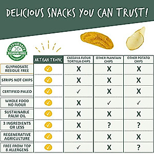 ARTISAN TROPIC Plantain Strips – Vegan, Paleo, Gluten Free Chips - Individual Bags Healthy Snacks for School, Gym, Kids – Whole 30 Approved Foods Baked Banana Chips – Sea Salt (1 Oz - 6 Pack)