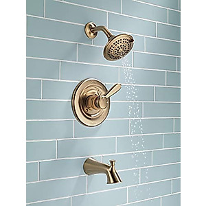 Delta Faucet Lahara 17 Series Dual-Function Tub and Shower Trim Kit with 5-Spray Touch-Clean Shower Head, Champagne Bronze T17438-CZ (Valve Not Included)