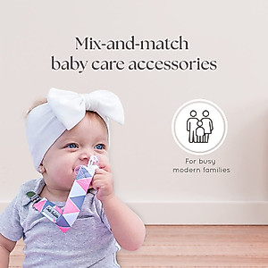 Dodo Babies Pacifier Clip & Teether Toy Set - Four Clips Plus Two Silicone Teether Toys - Universal Holder Fits Most Paci Brands - Fun Pink and Gray Prints for Girls or Boys