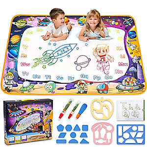 Water Doodle Mat - Kids Painting Writing Doodle Board Toy - Color Doodle Drawing Mat Bring Magic Pens Educational Toys for Age 2 3 4 5 6 7 8 Year Old Girls Boys Toddler Gift