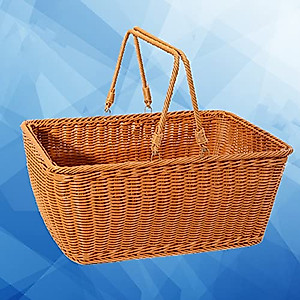 Alipis Sundries Flower S Shape Store Shopping Bincookie Lid with Party Wicker Wine Light Practical Woven Vase Organizer Bags Household and Willow Bamboo Candy Vegetable Bin Easter Bread