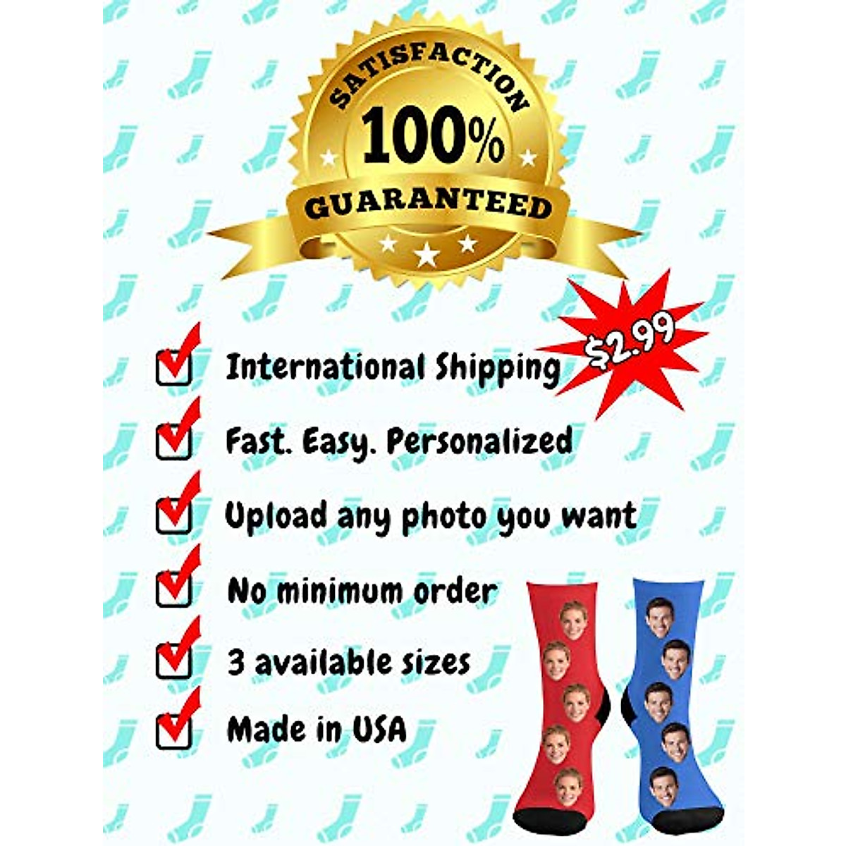Custom Dog Face Socks - Print Your Picture, Photo - Best Personalized Funny Crew Sock Gifts for Men Women