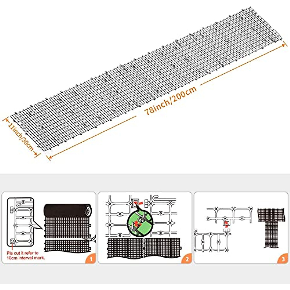 One Sight Scat Mat for Cats with Spikes, 78x11 inches, Cat Repellent Outdoor, Cat Deterrent Indoor, Dog Digging Deterrent for Garden and Fence, Cats Stopper Network