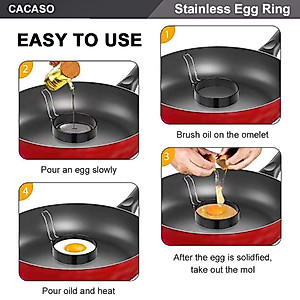 Egg Ring, Round Professional Pancake Mold, Egg Cooker Rings For Cooking, Stainless Steel Non Stick Round Egg Ring Mold For Fried Egg, Pancakes, Sandwiches 4PCS (4 PCS)
