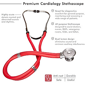 NOVAMEDIC Professional Aneroid Sphygmomanometer Blood Pressure Machine and Stethoscope Set, Universal Adult Size Cuff Arm 8.7-16.5", Manual Emergency BP Monitor Kit with Carrying Case, Red