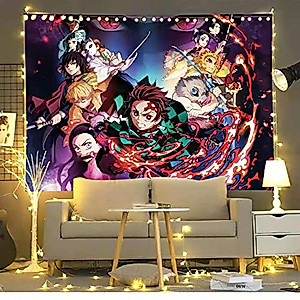 Demon Slayer-Anime-Tapestry-Poster, A Large Mural Scroll Suitable For Living Room, Bedroom And Birthday Parties, As A Gift To Relatives And Friends (60"X80"in, Fuchsia)