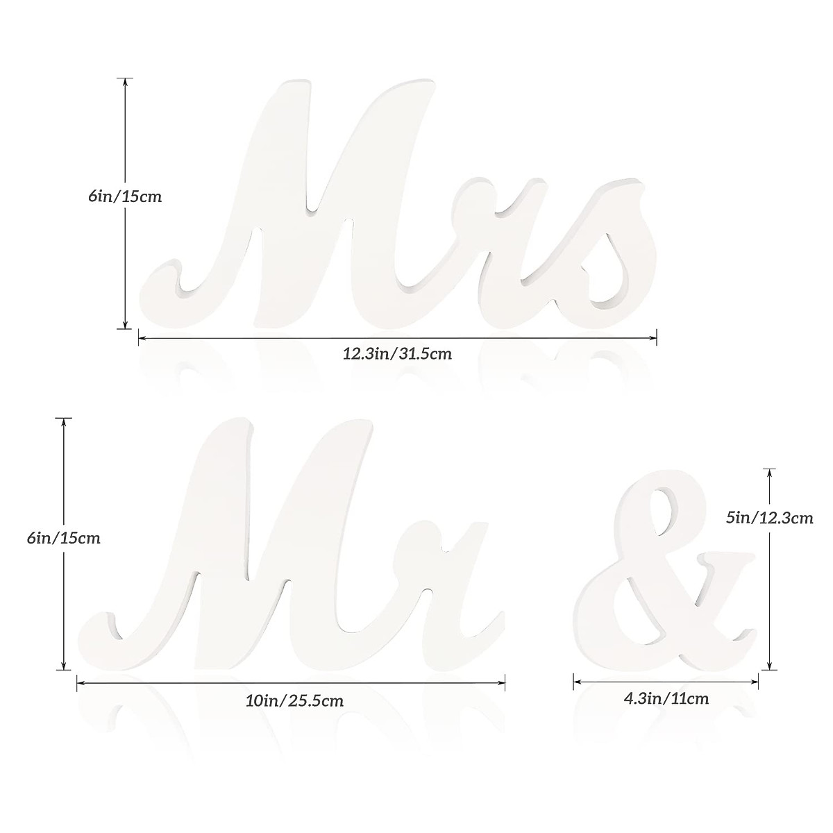 Henzxi Mr & Mrs Sign for Wedding Table, Large Mr and Miss Wooden Letters, Wedding Table Decorations, Anniversary Party Valentine's Day Decor (White)