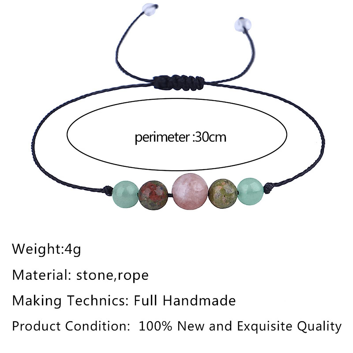 Multistyle Healing Crystal Stone Bead Strand Card Bracelets Handmade Adjustable Wax Rope Yoga Amethyst Tigereye Chakra Bracelets for Women Men Meditation Relax Anxiety Jewelry Gift (Fertility)