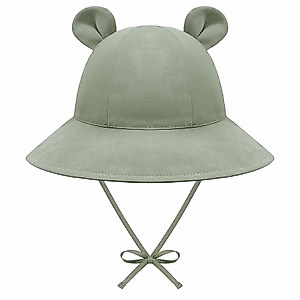 Baby Hats 0-6 Months Baby Boy Sun Hat Bear Ears Infant Sun Hat Beach Infant Hats for Girls Cute Infant Bucket Hat Green