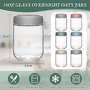 Xileanalee Overnight Oats Containers with Lids 6 Pack-16 Oz Mason Jar with Lids-Overnight Oats Jars Glass Food Storage Containers for Chia Seed Pudding Salad Cereal Coffee Spices