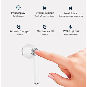 DIoFent Wireless Earbuds, Touch Control Stereo Sound Bluetoth Earbuds with Mic,IPX7 Waterproof Bluetooth Headphones,Long Playtime Wireless Earphones,Bluetooth Earbuds for Running/Fitness (White)
