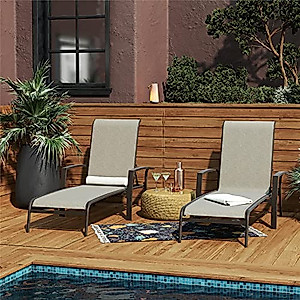 Cosco Outdoor Chaise Lounge Chair, Adjustable, 2 Pack, Dark Brown