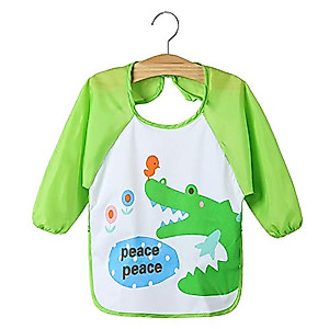 HAIMOBURG Set of 5 Color Long Sleeved Baby Bibs Toddler Waterproof Sleeved Bib 9-36 Months