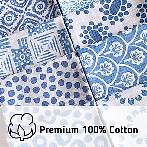 Caspi Crafts 8 Pcs Fat Quarters Fabric Bundles 18"x21", Quilting Fabric, Abstract Cotton Fabric, Precut Squares for Sewing, Quilting, Patchwork, Fabric for Crafts, DIY, (Soft Blue Patterns)