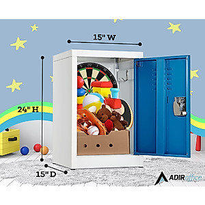 AdirOffice Kids Steel Metal Storage Locker - for Home & School - with Key & Hanging Rods (24 in 1 Door, Blue)