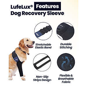 LufeLux Dog Leg Sleeve, Dog Compression Sleeve, Dog Cone Alternative, Keep Dog from Licking Wound with Strechy Adjustable Elastic Band, for Hot Spots, Wounds, Bandages