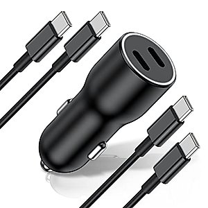 for Samsung Car Charger Fast Charging,45w Dual Port USB C Car Charger Adapter with 2Pack 10Ft Super Fast Charging Cable for Samsung Galaxy S22 S21 S20 Note 20,Type C Cable for iPad Pro 2021/2020/2018