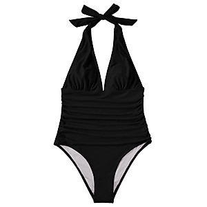 SUUKSESS Sexy One Piece Swimsuit Tummy Control Bathing Suits (Black, S)