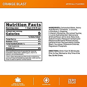 Optimum Nutrition Amino Energy Drink Plus Electrolytes for Hydration, Sugar Free, Caffeine for Pre-Workout Energy and Amino Acids / BCAAs for Post-Workout Recovery - Orange Blast, 12 Count (Pack of 1)