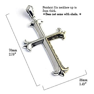 COSUMOSU 2.75inch 925 Sterling Silver Large Cross Pendant for men