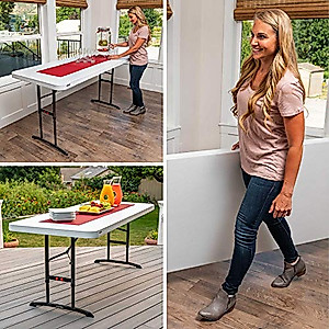 Lifetime 80752 Commercial Adjustable Height Folding Table, 6-Foot, White Granite