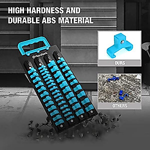 DURATECH Socket Organizer, 48-Piece Portable Socket Holder with Handle, ABS Socket Tray Wall and Tool Cart Mounted, 1/4", 3/8", 1/2" Drive Socket Organizer Tray, Blue(Socket not Included)