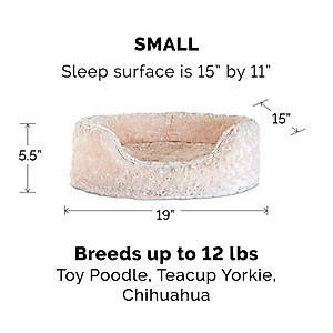 Furhaven Dog Bed for Small Dogs w/ Removable Washable Cover & Pillow Cushion Insert, For Dogs Up to 12 lbs - Ultra Plush Faux Fur Oval Lounger - Cream, Small