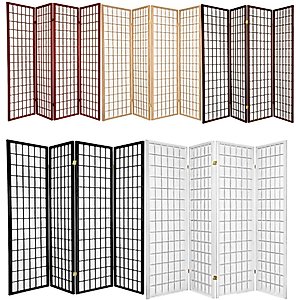 Legacy Decor 6 Panels Room Divider Privacy Screen Partition Shoji Style 6 ft Tall Black Color