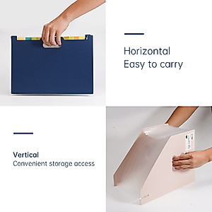 RANLOVE 13-Compartment Expanding File A4 Expandable File Document Folder Expanding Folder Sorting Folder Size Large Capacity Waterproof (Pink in Horizontal Style)