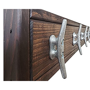 Bay View, Wood Boat Cleat Hook Rack, Rustic Hook Rack, Farmhouse Hook Rack, Wooden Coat Rack, Coat Rack Wall Mount- 4 Sizes and 20 Colors - Jacobean