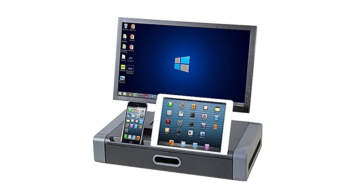Kantek Monitor Riser with Drawer & Tablet Slot