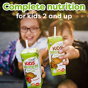 Orgain Organic Kids Protein Nutritional Shake, Chocolate - Great for Breakfast & Snacks, 21 Vitamins & Minerals, 10 Fruits & Vegetables, Gluten Free, Soy Free, 8.25 oz, 12 Count (Packaging May Vary)