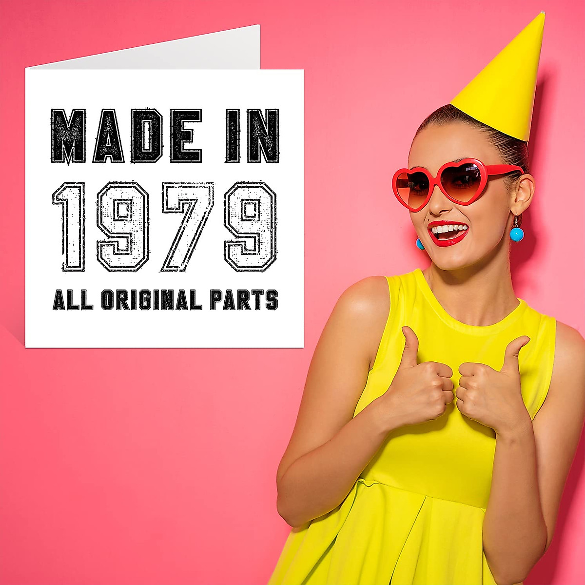 45th Birthday Card for Men Women Him Her - Made in 1979 All Original Parts - Funny Forty-Five Birthday Card for Dad Mom Brother Sister Uncle, 5.7 x 5.7 Inch Humor Greeting Cards