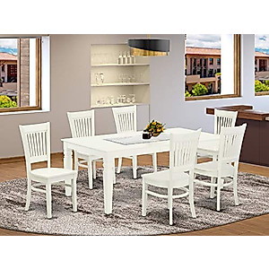 East West Furniture LGVA7-LWH-W Dining Set