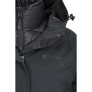 Mountain Warehouse Alaskan Womens Long 3 in 1 Jacket Jet Black Womens Size 8 US
