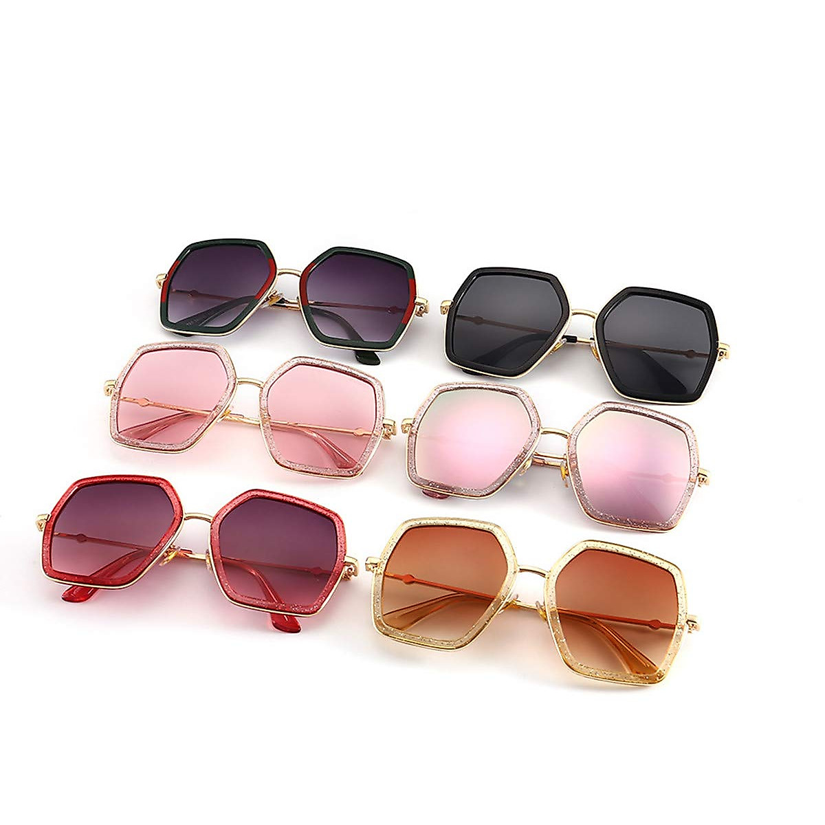iKANOO Oversized Square Sunglasses for Women Hexagon Inspired Designer Style Shades (Champagne)